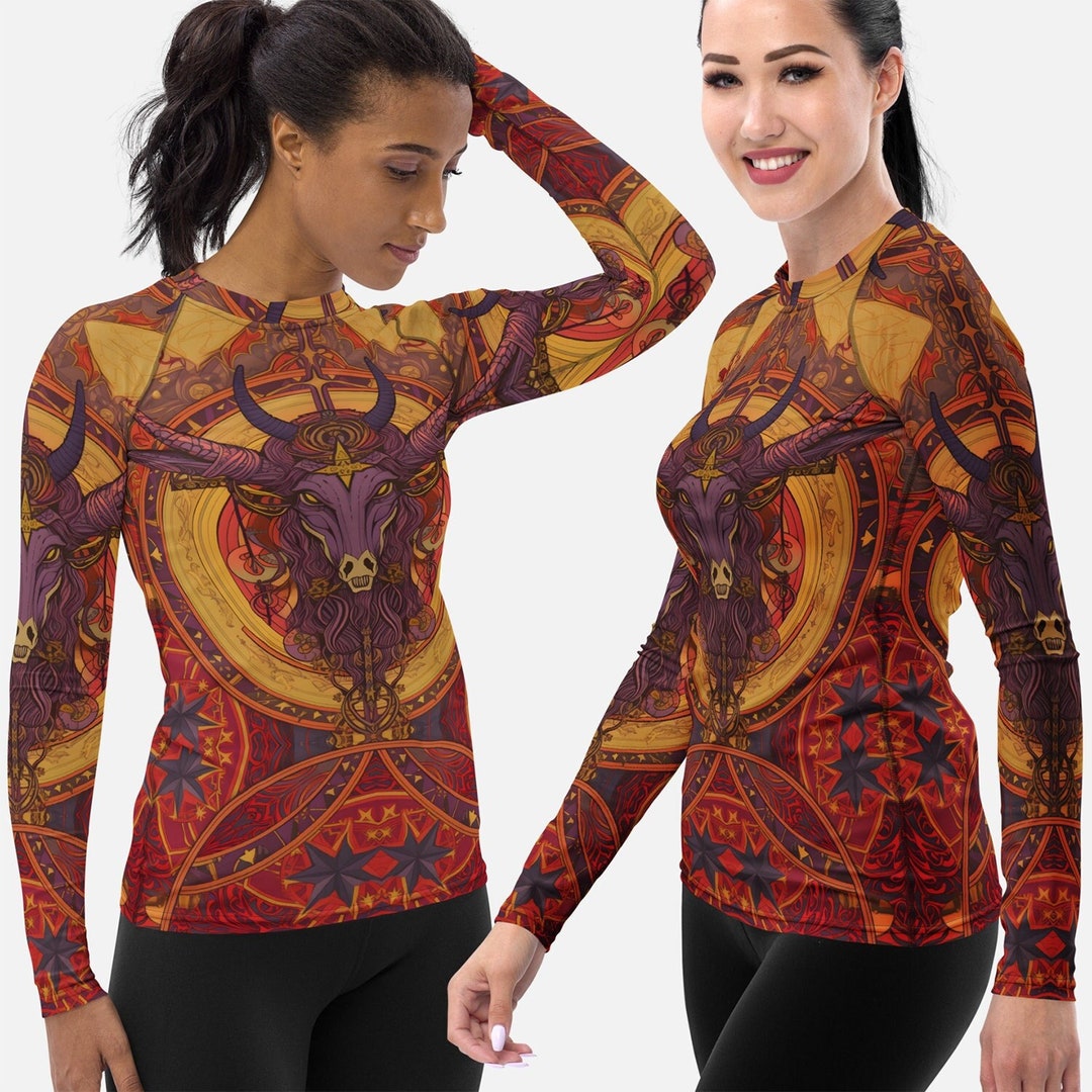 70s Inspired Colourful Baphomet Gothic Beach Rash Guard | Alternative ...