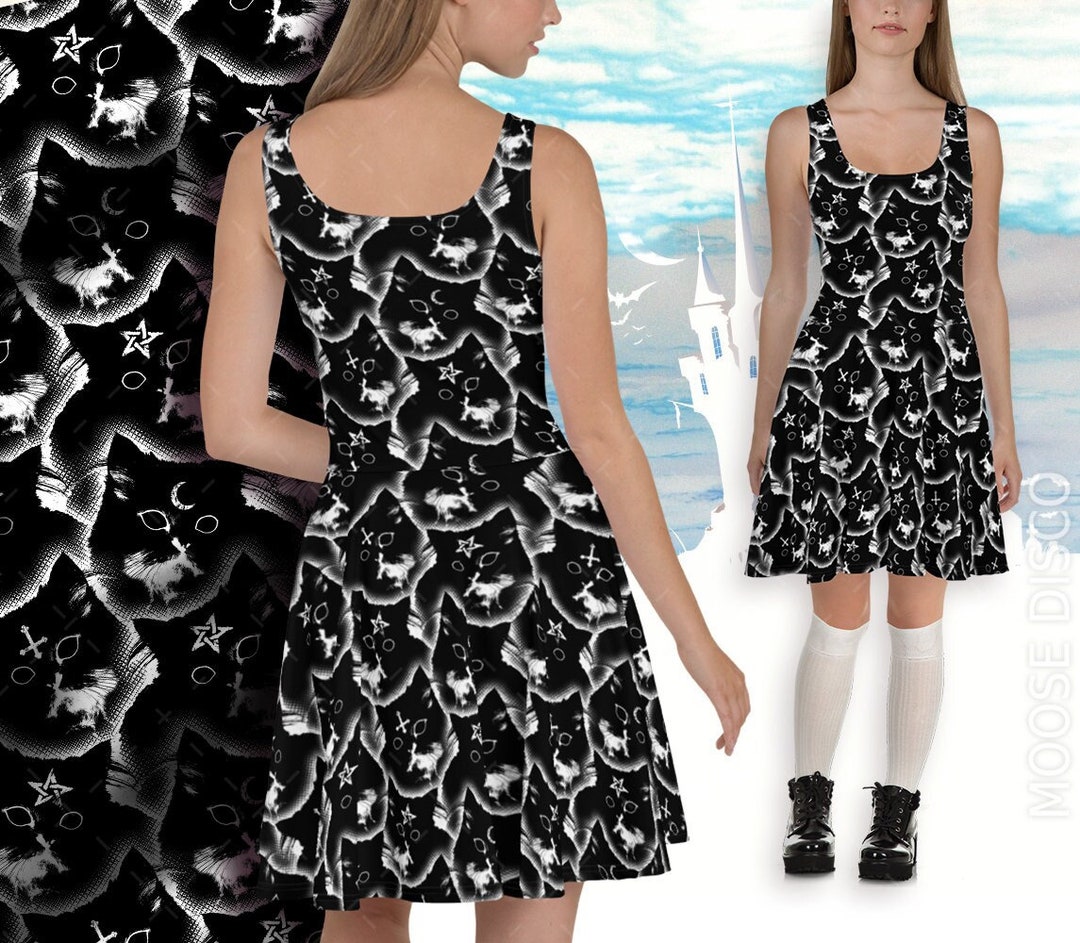 Gothic Dress, Nu Goth Witch's Cat Dress, Gothic Kitten Dress, Black Cat ...