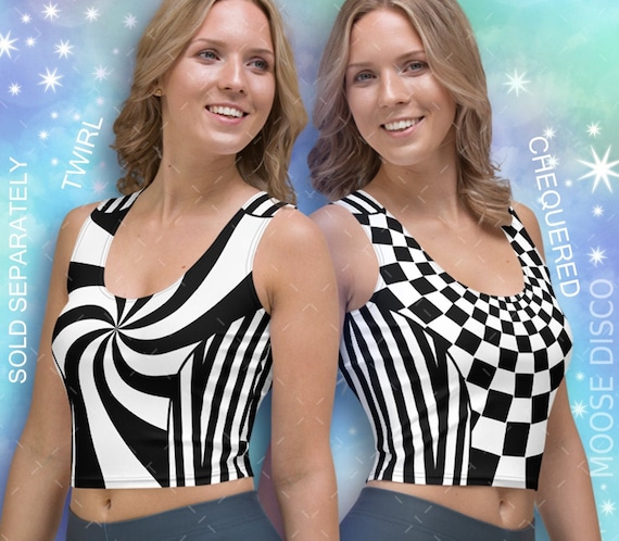 Harlequin Crop Top in Chequered Black and White or Twirl | Etsy