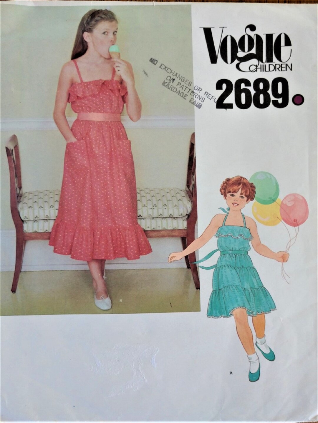 Vogue Children 2689 Sewing Pattern, Girl's Ruffled Blouson Dress - Etsy