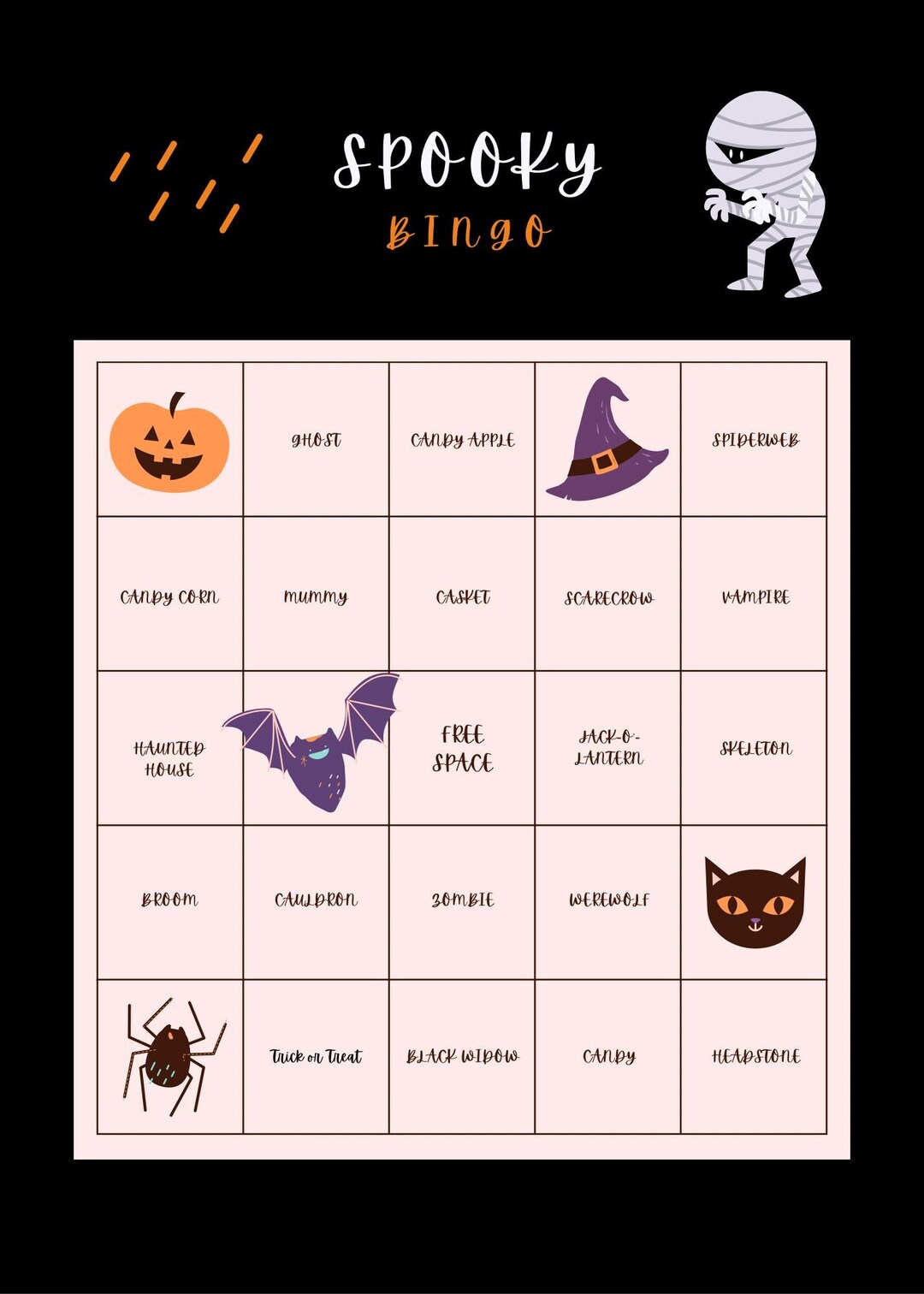 Spooky Halloween Bingo Game - Etsy