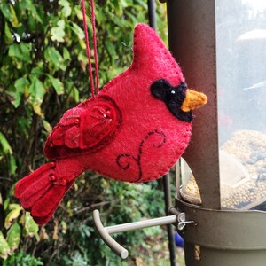 Wool Felt Cardinal, Handmade Wool Bird, Wool Bird Ornament, Cardinal ...
