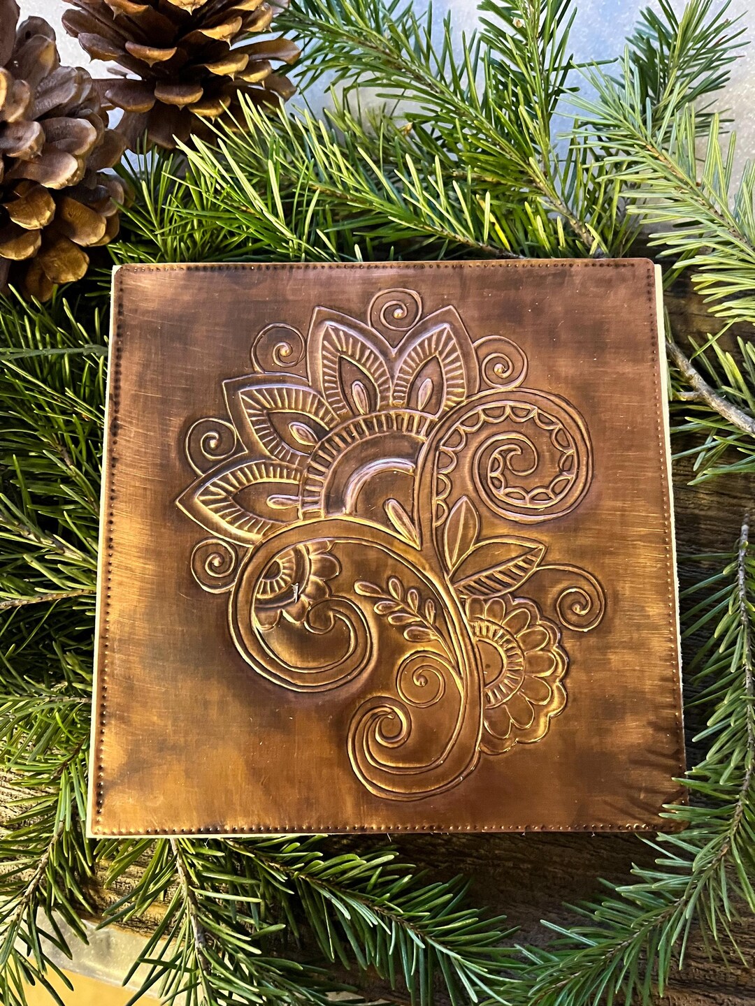 Copper Wall Art, Hand Embossed Copper Mandala Flower, Hand Embossed ...