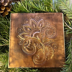 Copper Wall Art, Hand Embossed Copper Mandala Flower, Hand Embossed ...