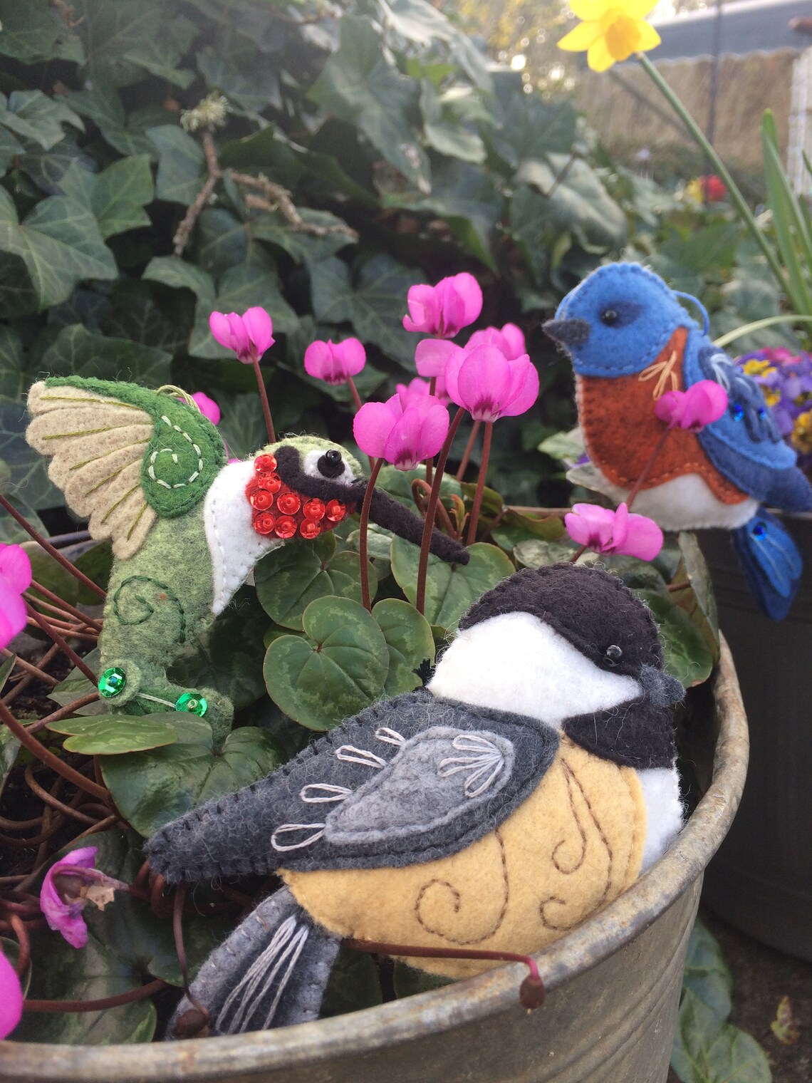 Wool Felt Appliqued Hummingbird wool felt bird ornament | Etsy