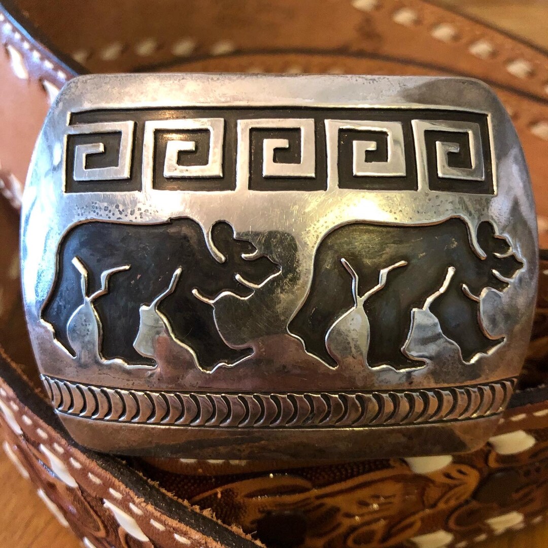 Vintage Navajo Sterling Belt Buckle by Artist Rosco Scott, Native ...