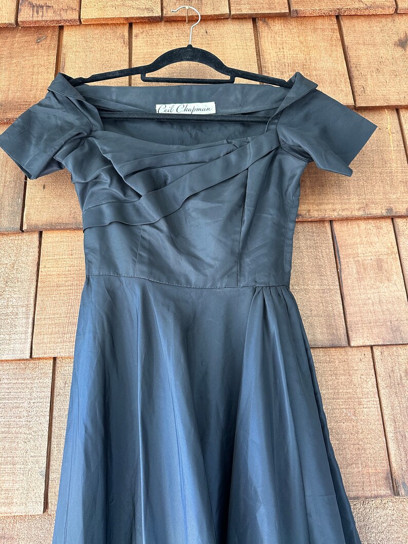 Vintage 1950s Ceil Chapman Black Silk Taffeta Cocktail Dress, Small - Etsy