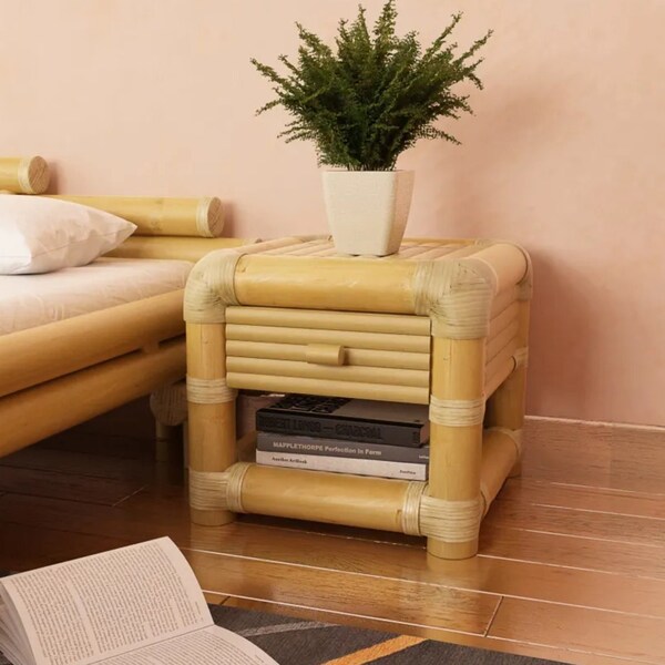 Bamboo Bedside Table - Etsy UK