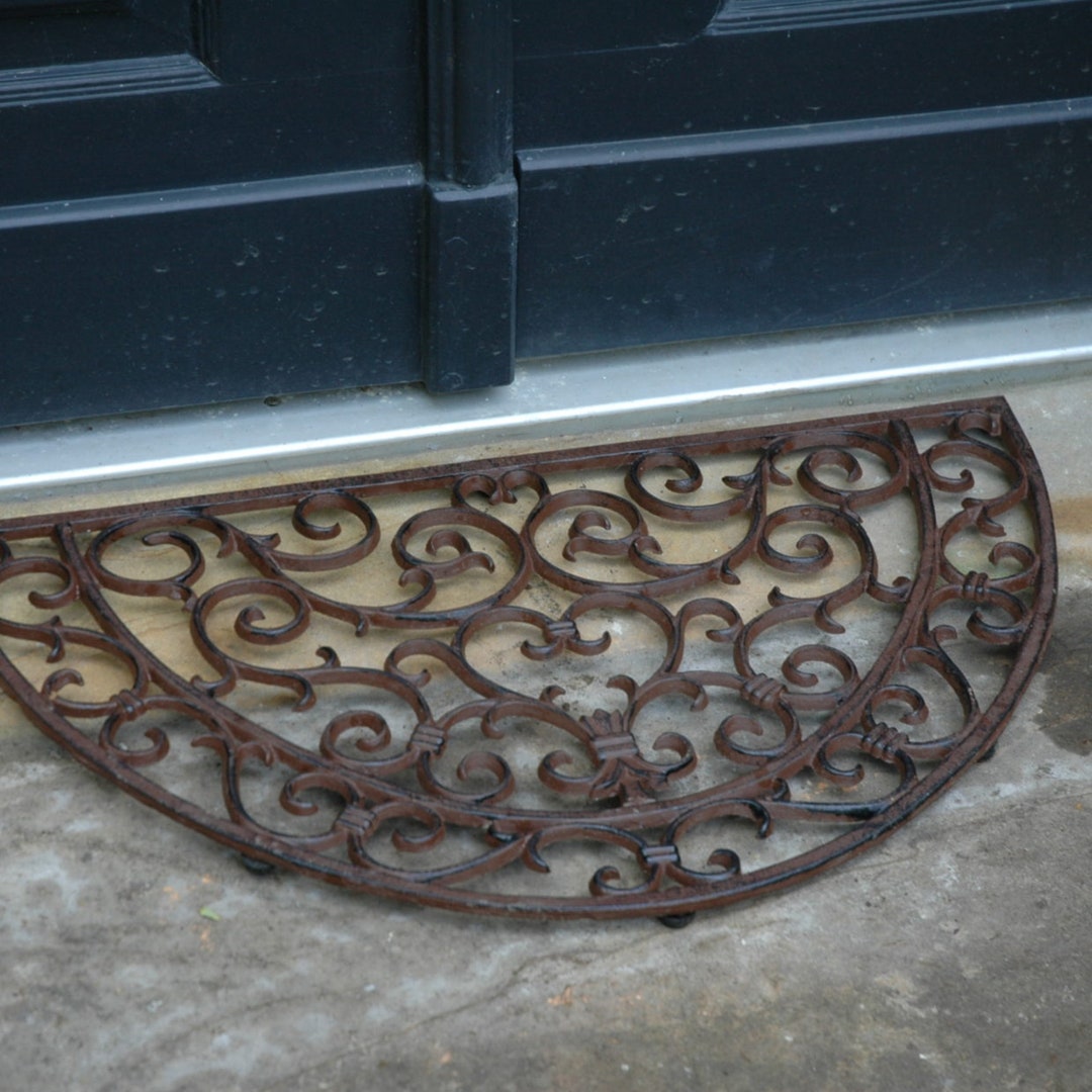 Cast Iron Door Mat Half Round Entryway Ornate Boot Scraper - Etsy