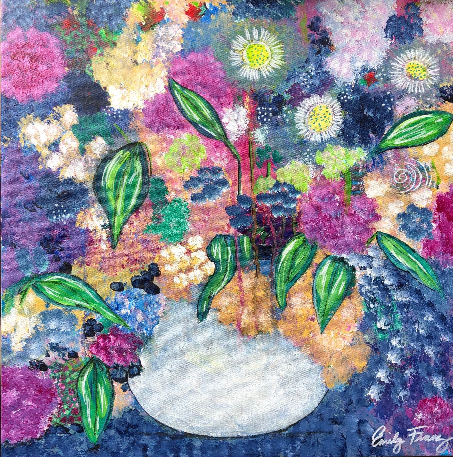 Original Painting - Flower Series - Virginia Woolf - 20" X 20" X 2" - Etsy