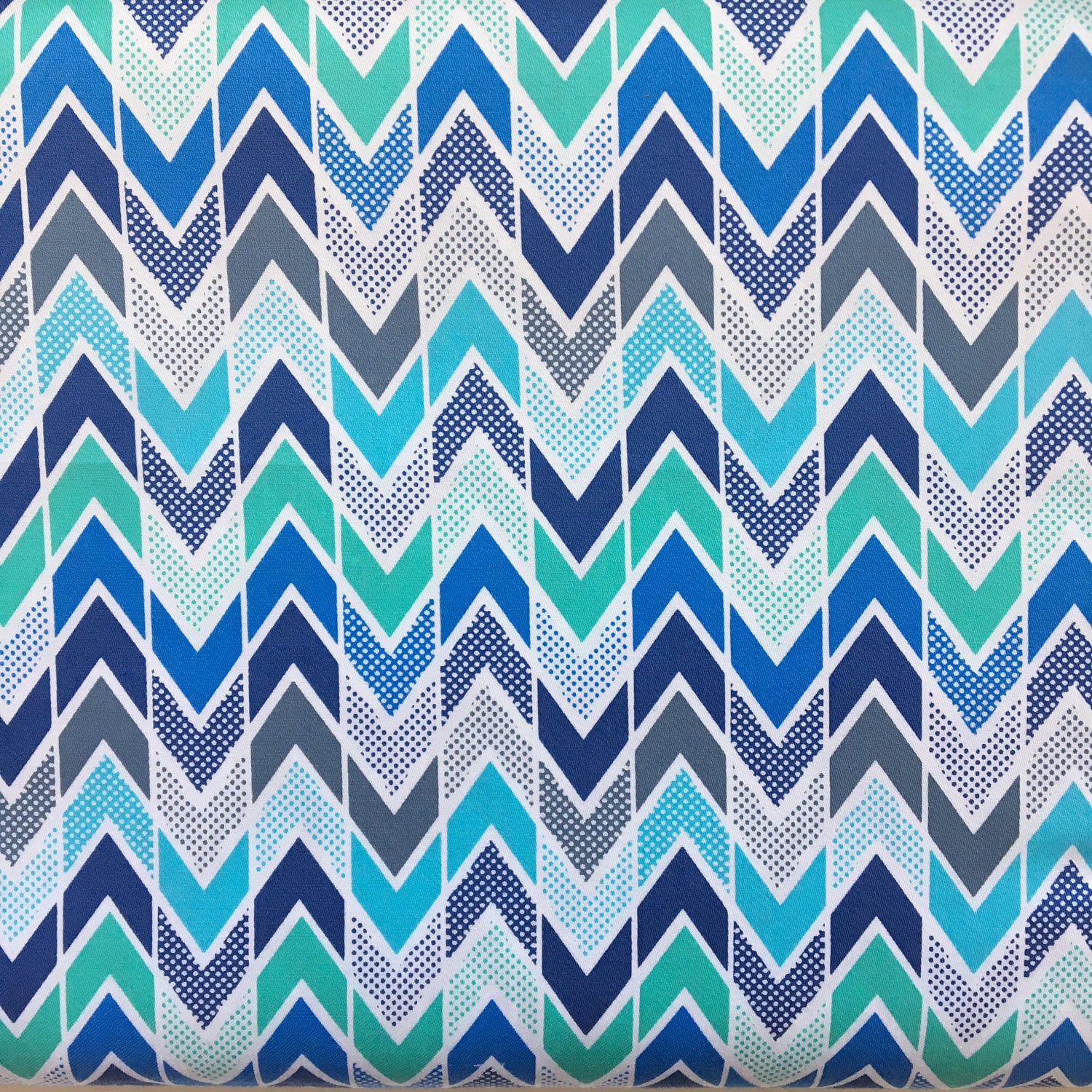 Silk Cotton Fabric, Blue Chevron Pattern Fabric, Fabric for Sewing ...