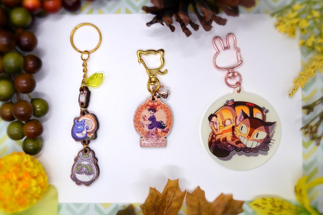 Totoro and Kiki's Delivery Service Charms: Nature-themed Keychains ...