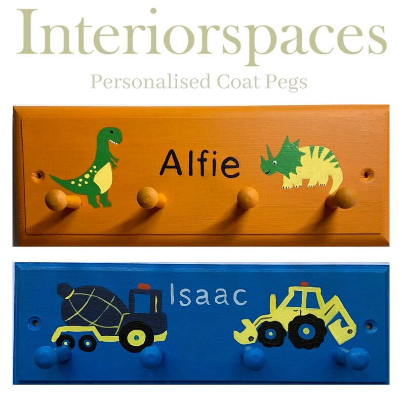Hand Painted Personalised Custom Children's Coat Pegs, Coat Hooks ...