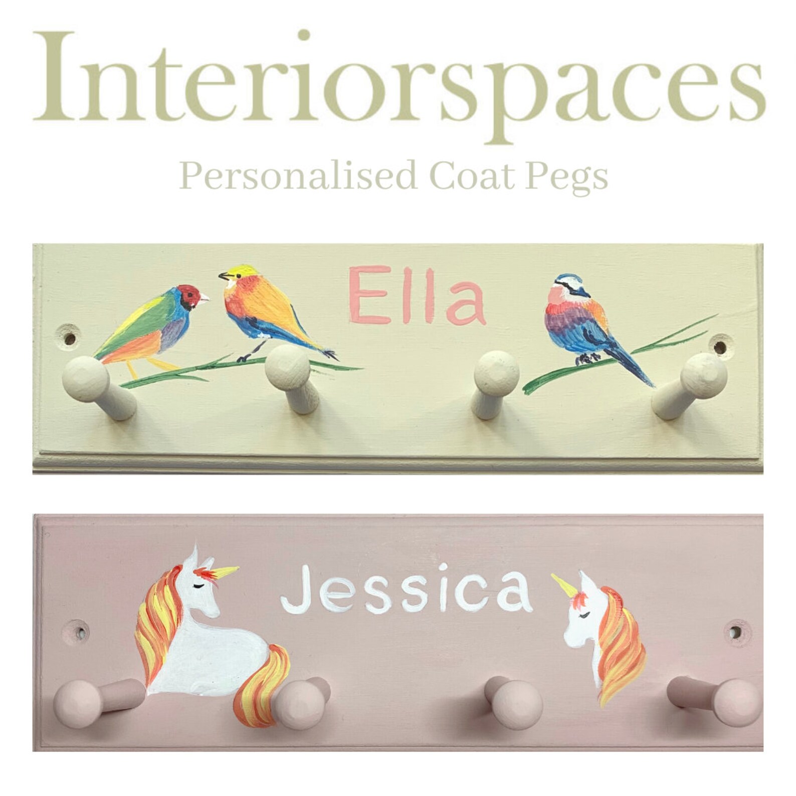 Hand Painted Personalised Custom Children's Coat Pegs, Coat Hooks ...