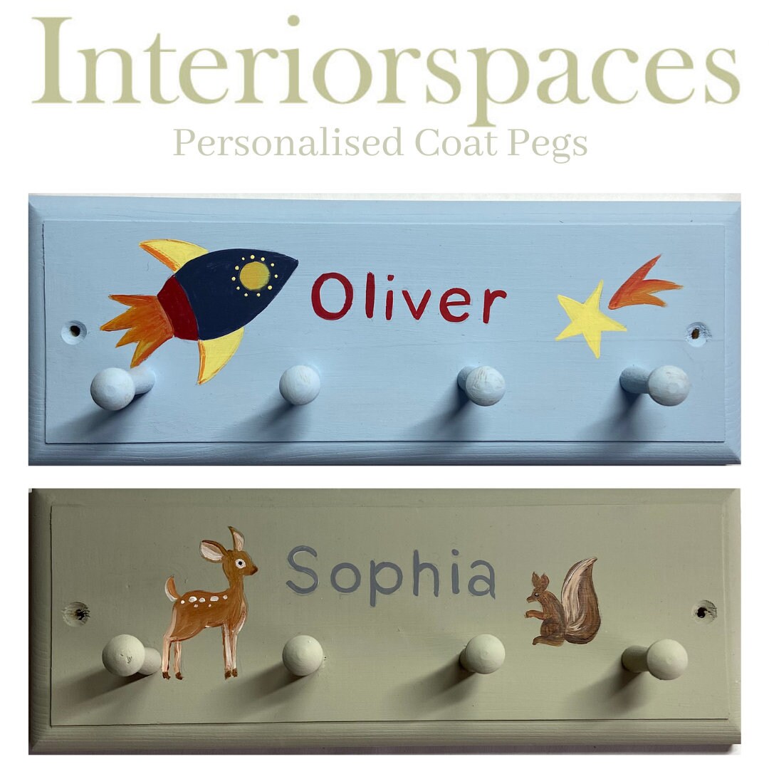 Hand Painted Personalised Custom Children's Coat Pegs, Coat Hooks ...