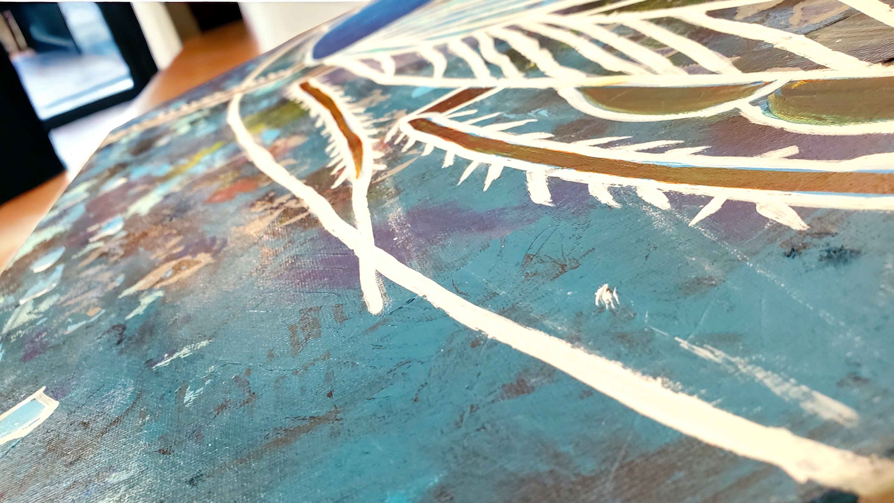 Original 16x20 Cockroach Art Vibrant Acrylic Painting in Cool Tones ...