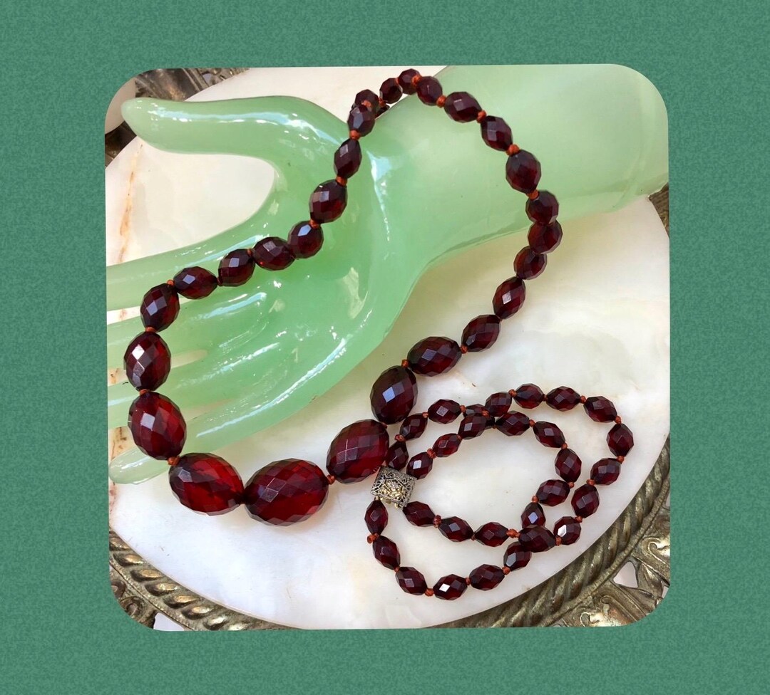 Antique 1930s CHERRY AMBER Bakelite FACETED Demi-parure - Etsy