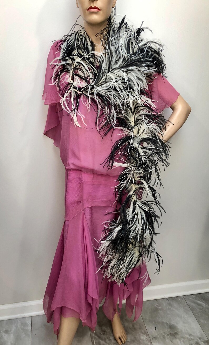 VTG 1920s Black & White OSTRICH FEATHER Flapper Boa - Etsy