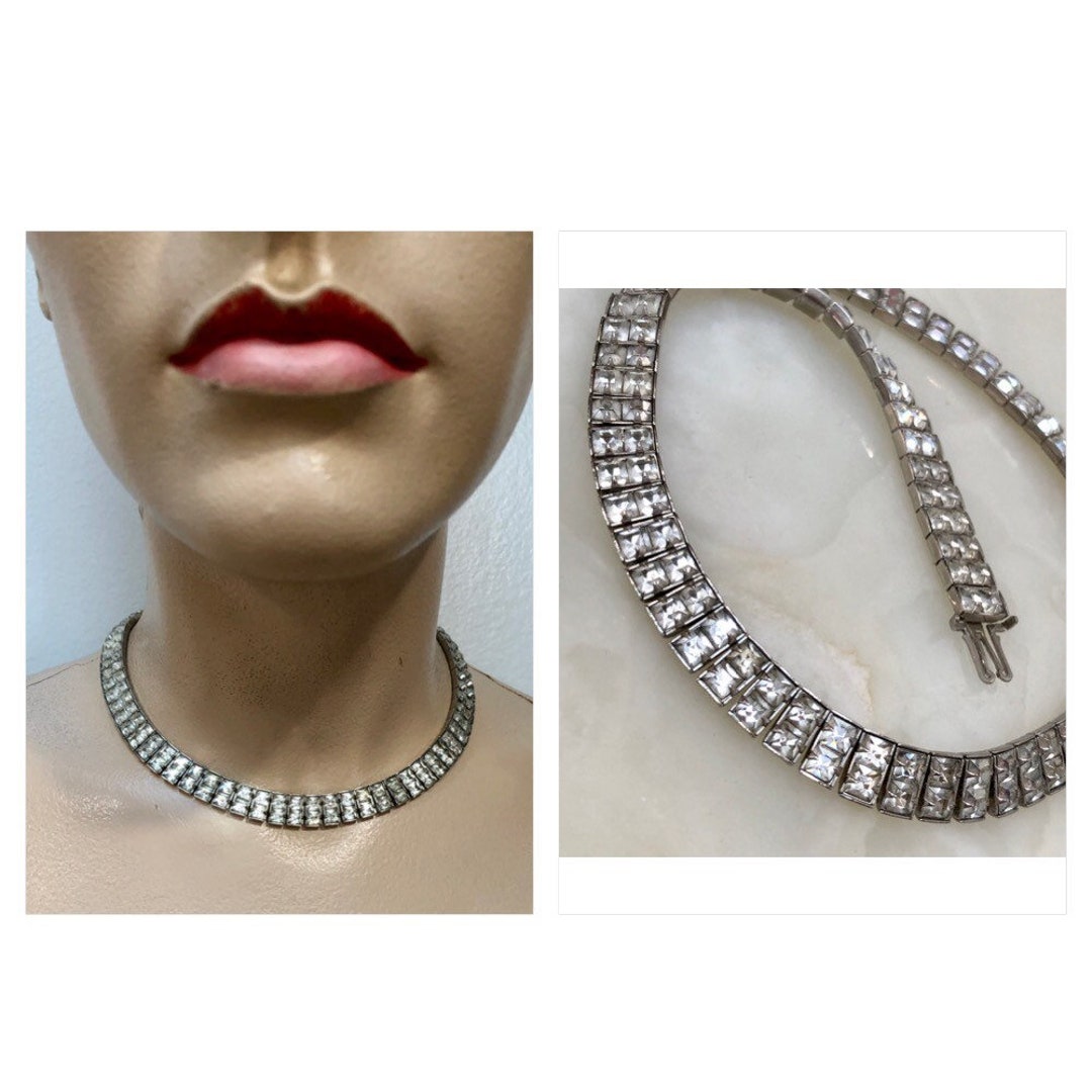 Vtg 1930s ART DECO Channel-set Rhinestone Collar - Etsy