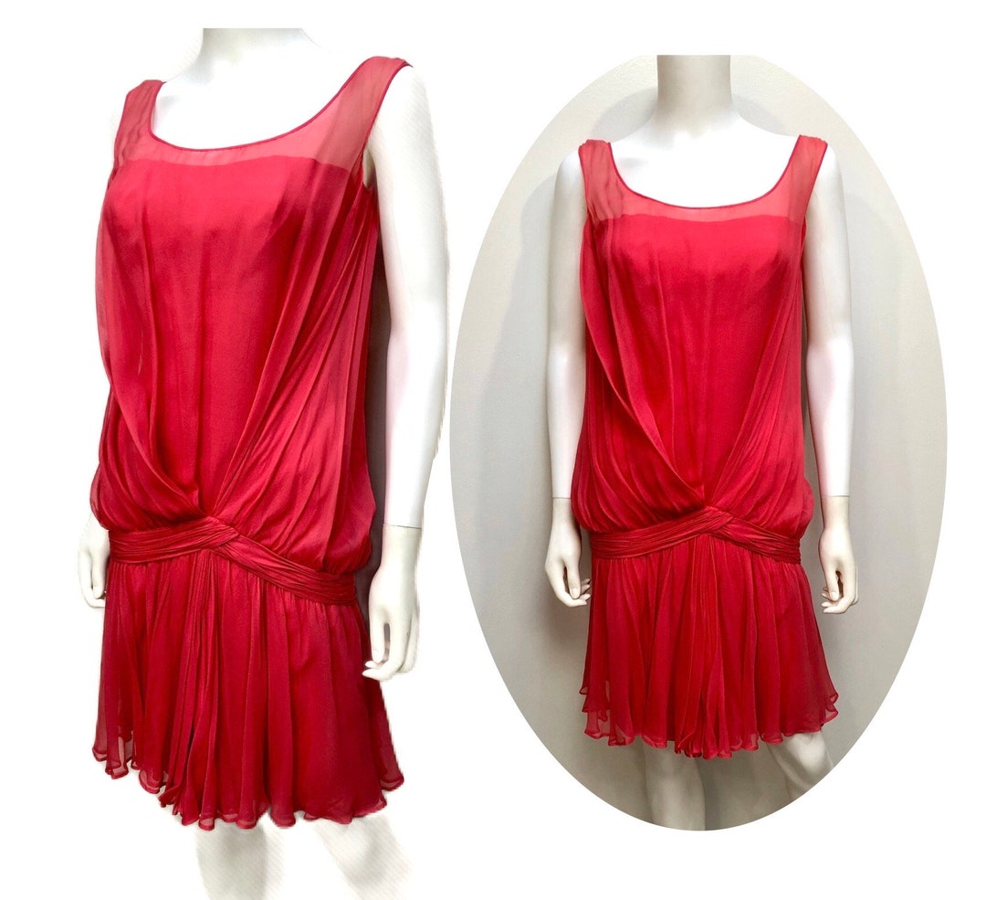 Vtg 1950s CEIL CHAPMAN Coral Chiffon Draped Cocktail Dress - Etsy