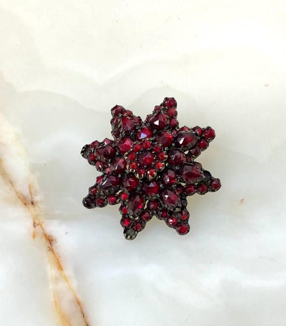 Antique Victorian BELLE ÉPOQUE Bohemian Garnet Brooch - Gem