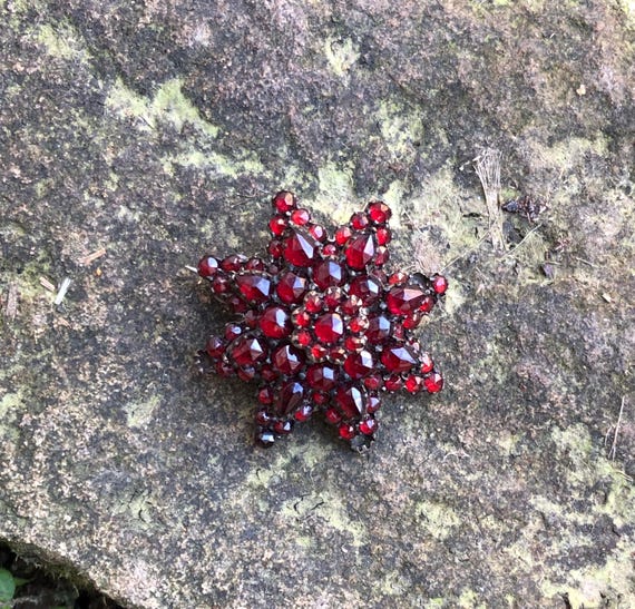 Antique Victorian BELLE ÉPOQUE Bohemian Garnet Brooch - Gem