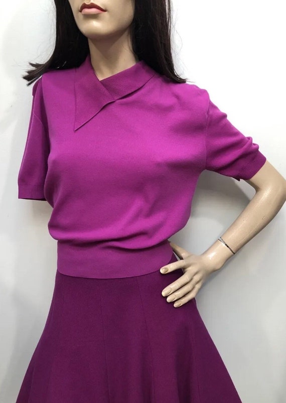 Vtg 1950s PLUM CIRCLE Skirt & Pin-Up Sweater - Gem