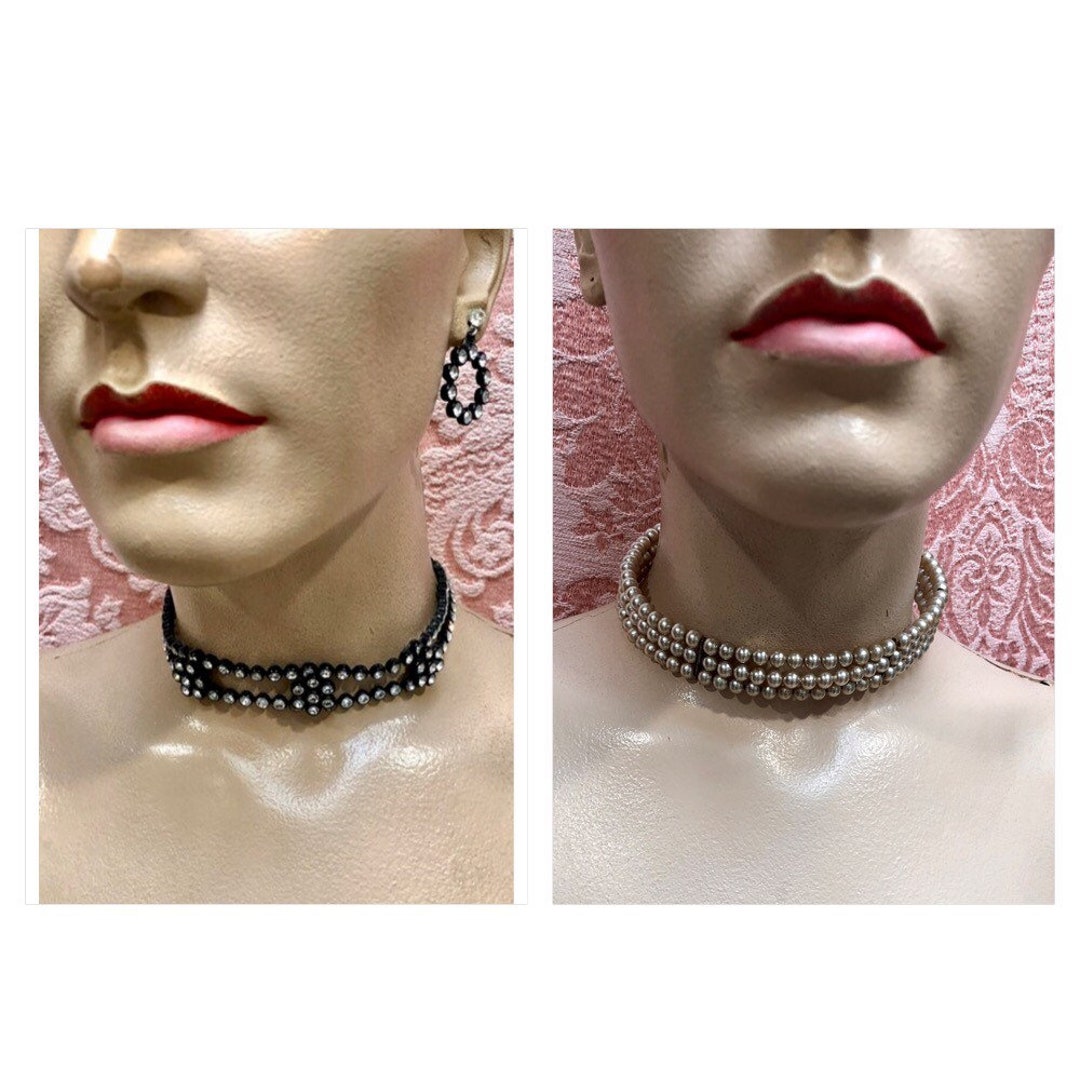 Lot-2 Vtg PROM PEARL Debutante & Mod Rnstne CHOKERS - Etsy