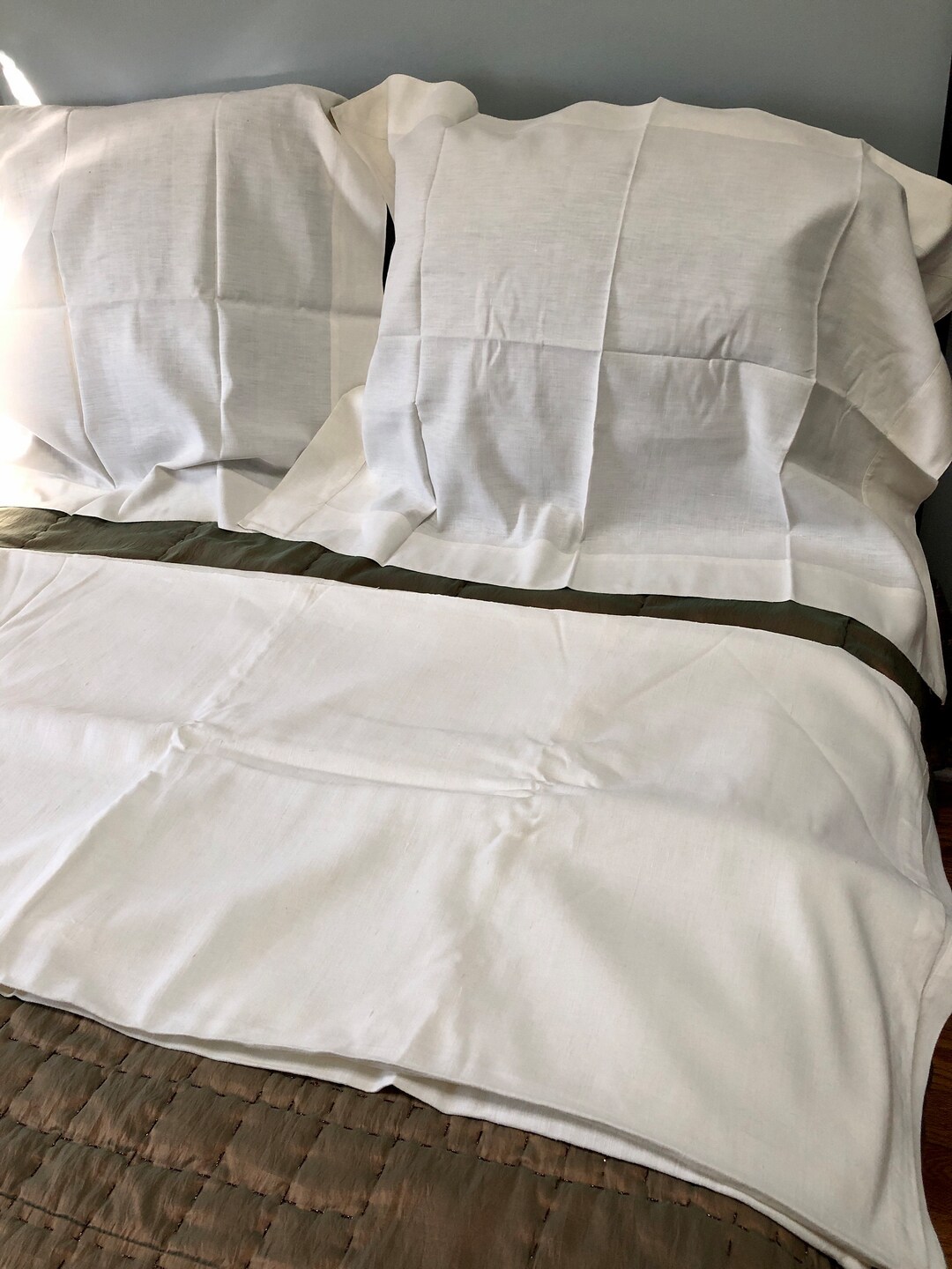 3pc 1900s Antique Chanvre Hemp LINEN SHEET & Layover SHAMS - Etsy