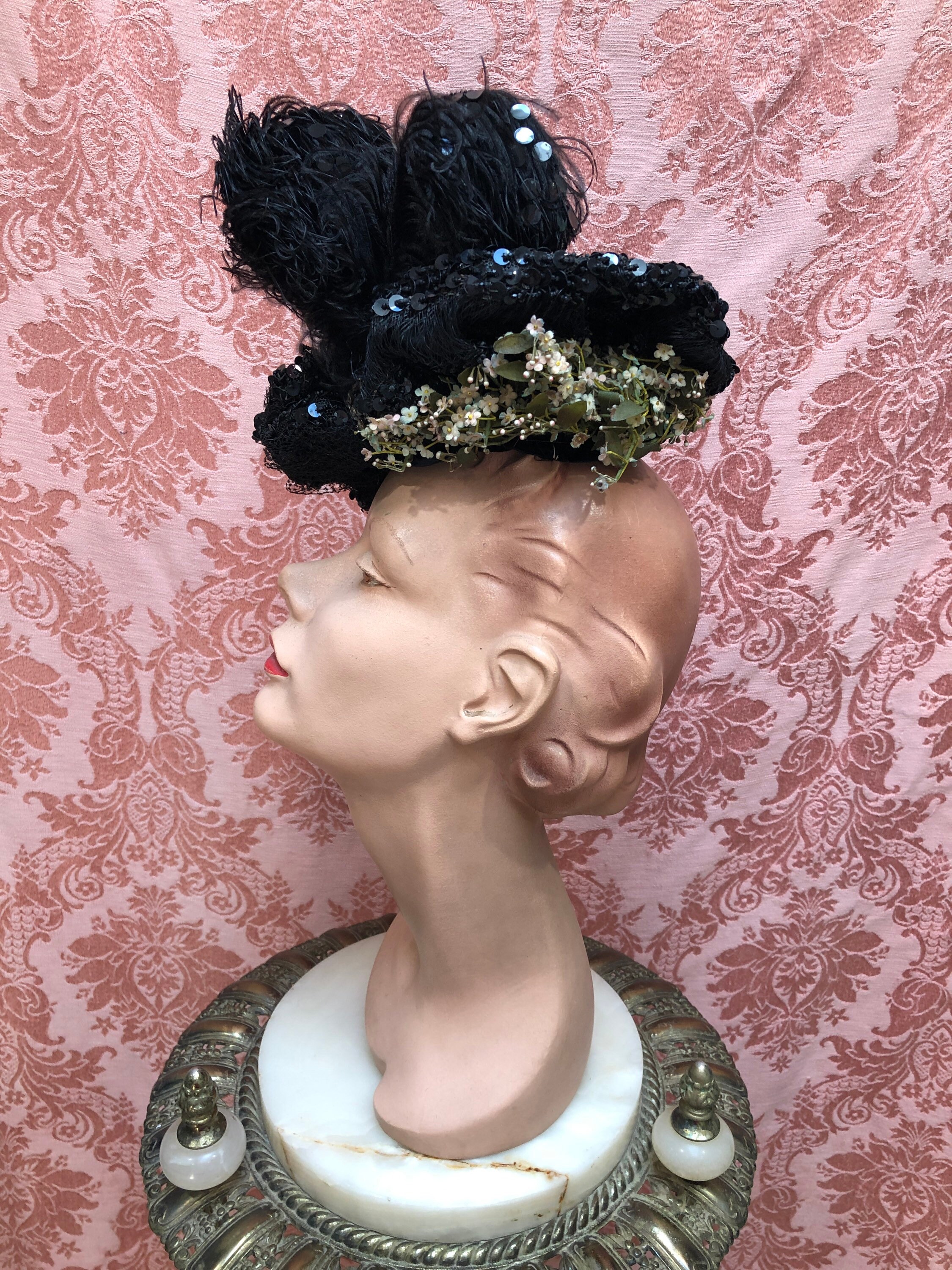Antique Victorian MOULIN ROUGE Parisian Jet SEQUIN Bonnet | Etsy