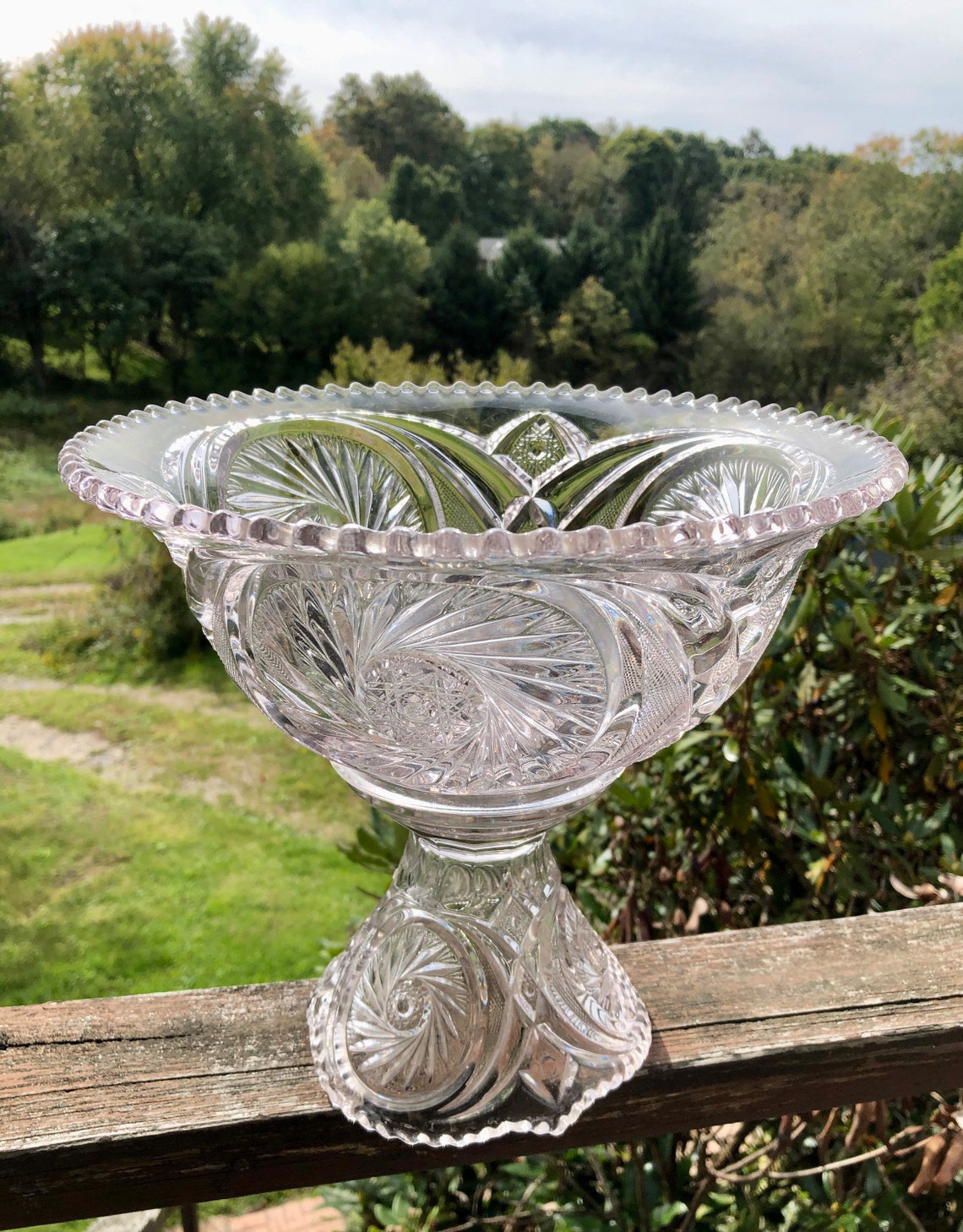 Victorian EAPG Press Cut Flint Glass CRYSTAL PUNCHBOWL on - Etsy