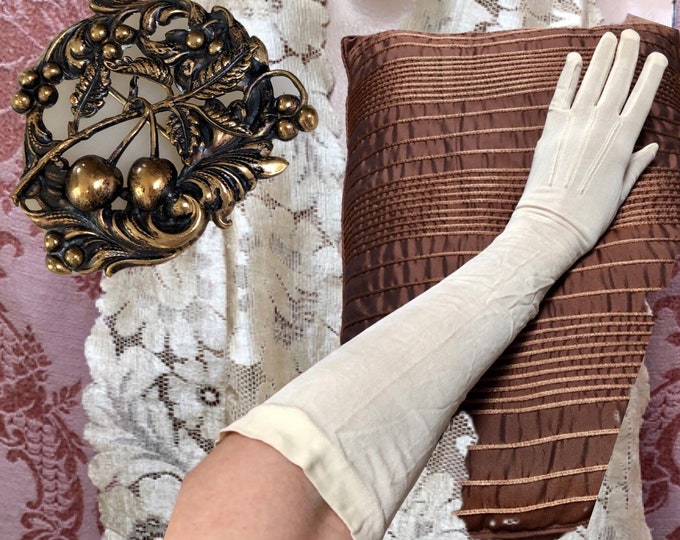 Vtg 1920s SILK Opera Gloves, Scarf & Cherries Brooch - Etsy