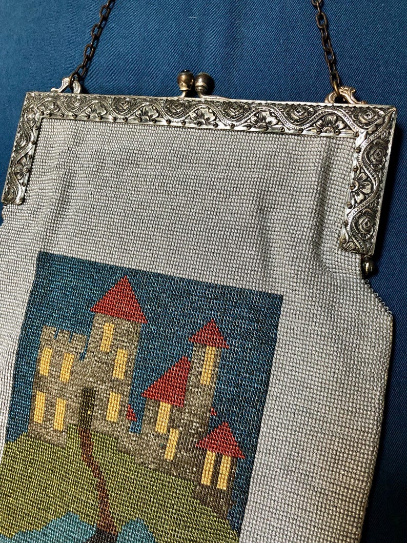 Antique 1900s Micro-beaded CASTLE SCENIC Purse - Etsy