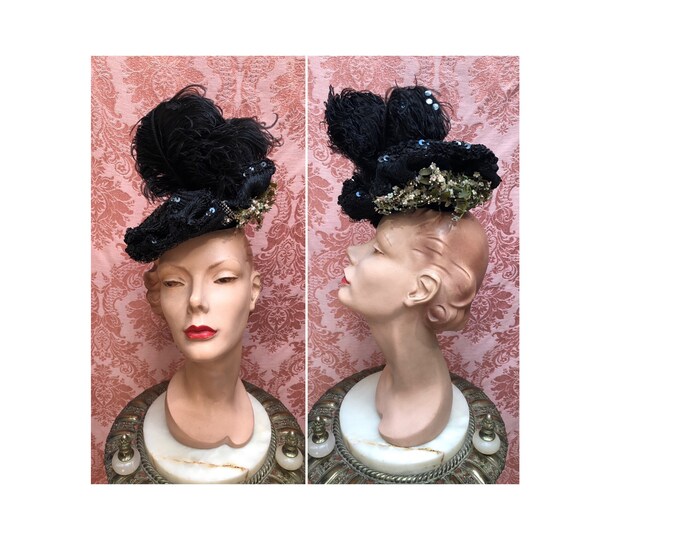 Antique Victorian MOULIN ROUGE Parisian Jet SEQUIN Bonnet - Etsy