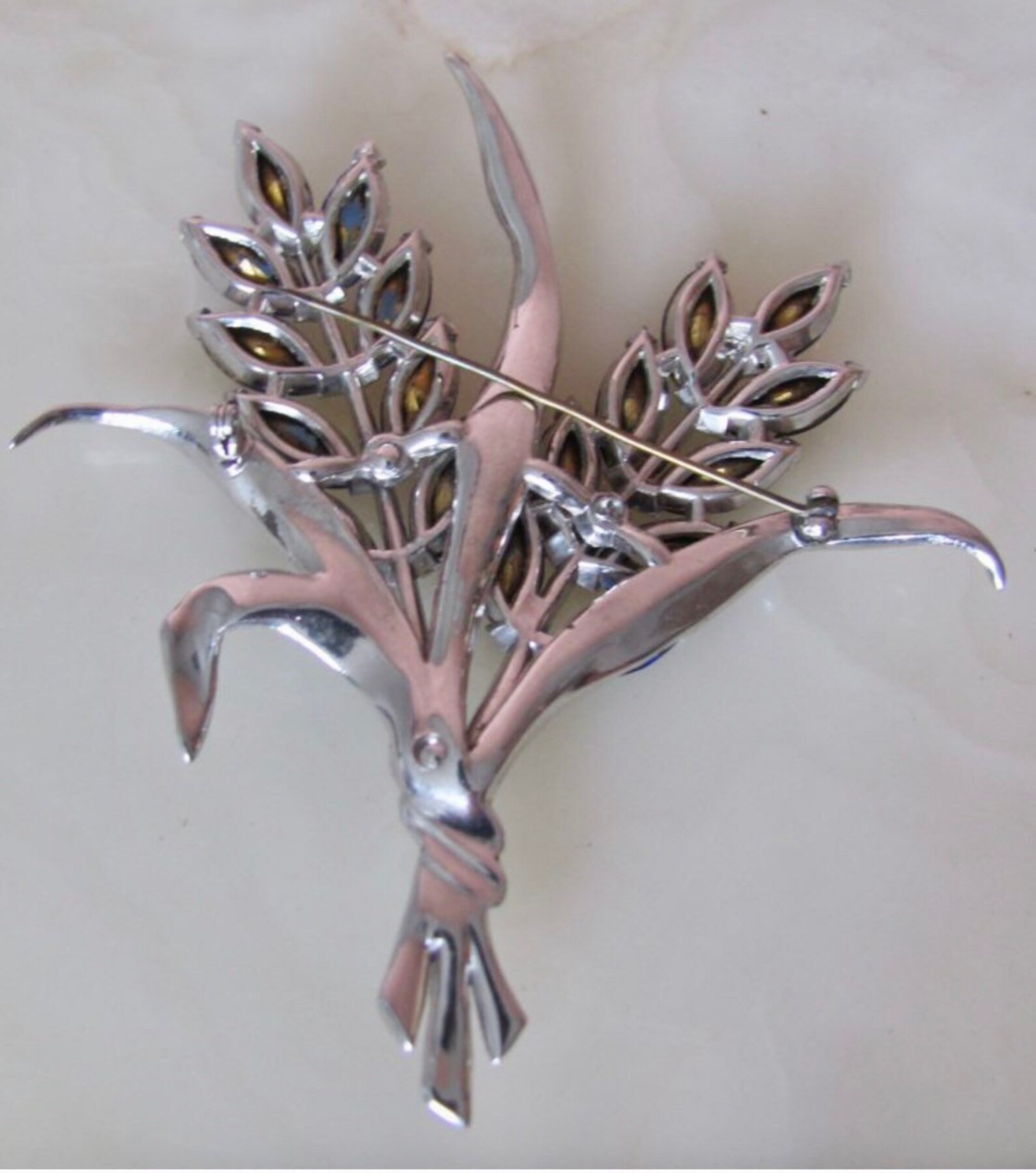 Vtg 1940s CORO BLUE HYACINTH Flower Marquise & Enamel Brooch - Etsy