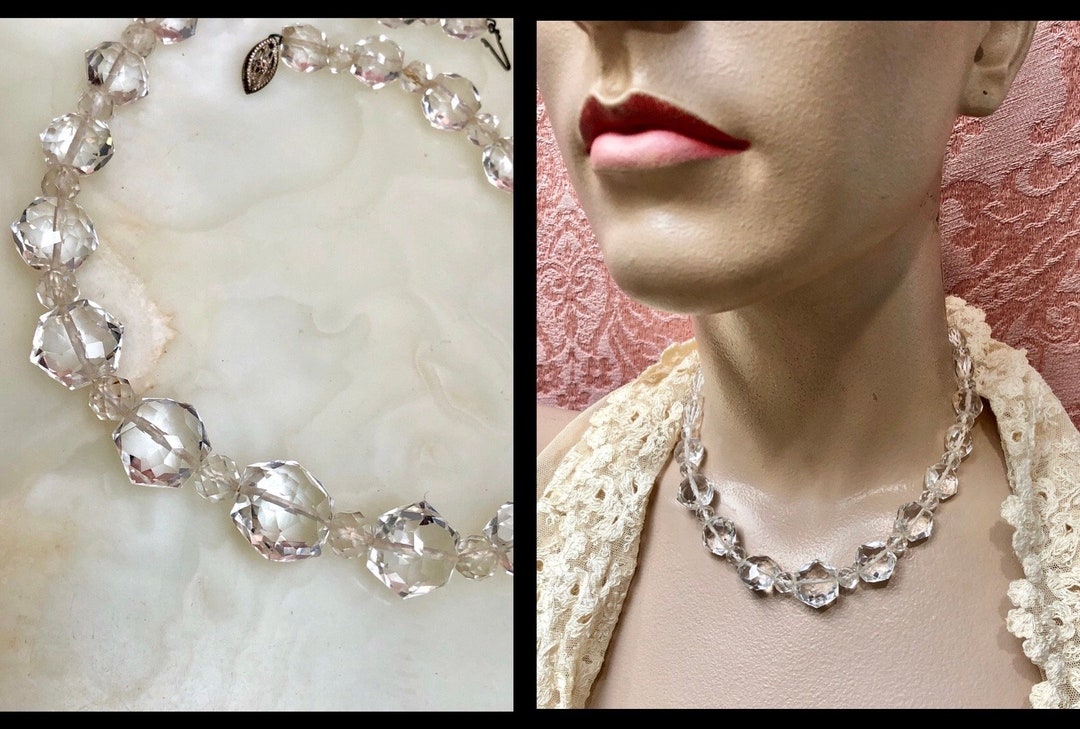 Vtg 1930s Rock Lead Crystal Deco Bead Necklace - Etsy