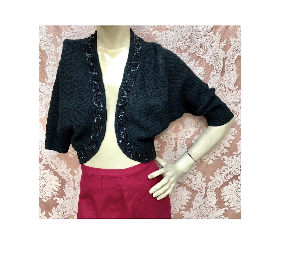 Vtg 1950s Pin-up Girl SEQUIN BOLERO Shrug Sweater - Etsy