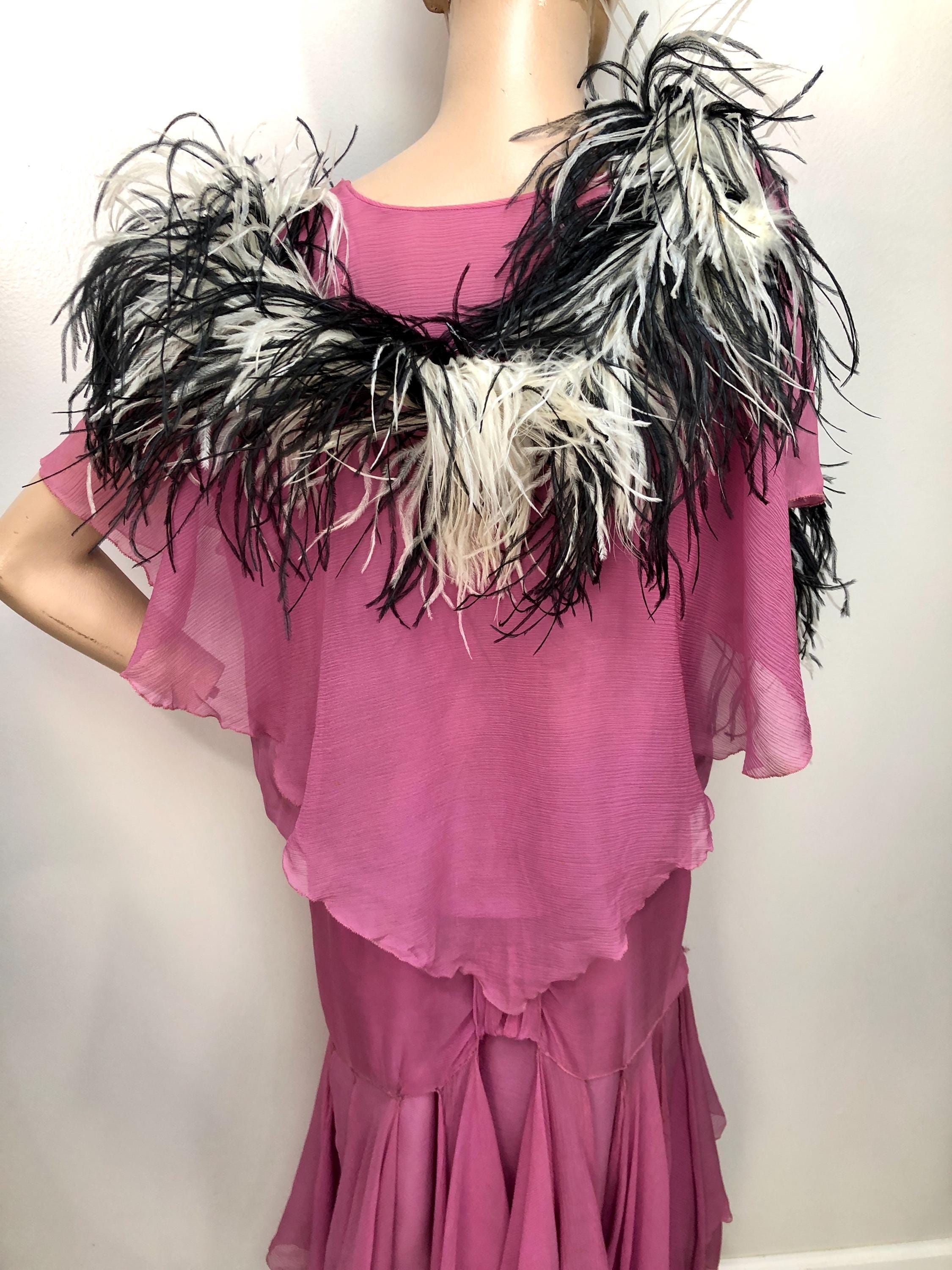 VTG 1920s Black & White OSTRICH FEATHER Flapper Boa - Etsy
