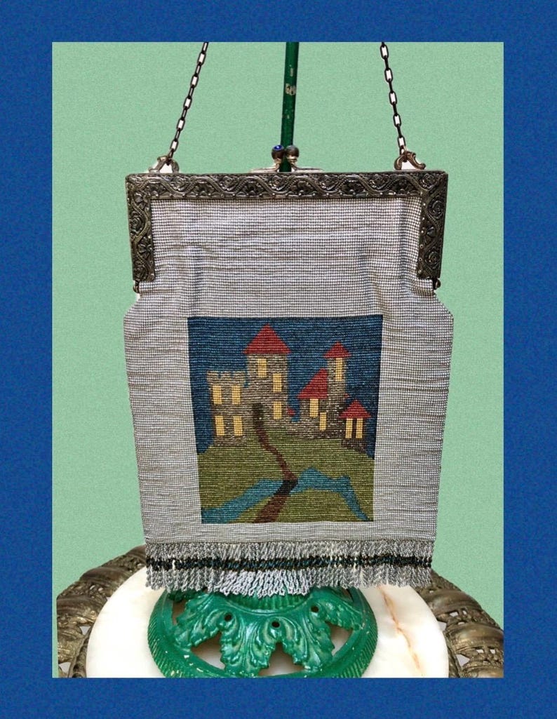 Antique 1900s Micro-beaded CASTLE SCENIC Purse - Etsy