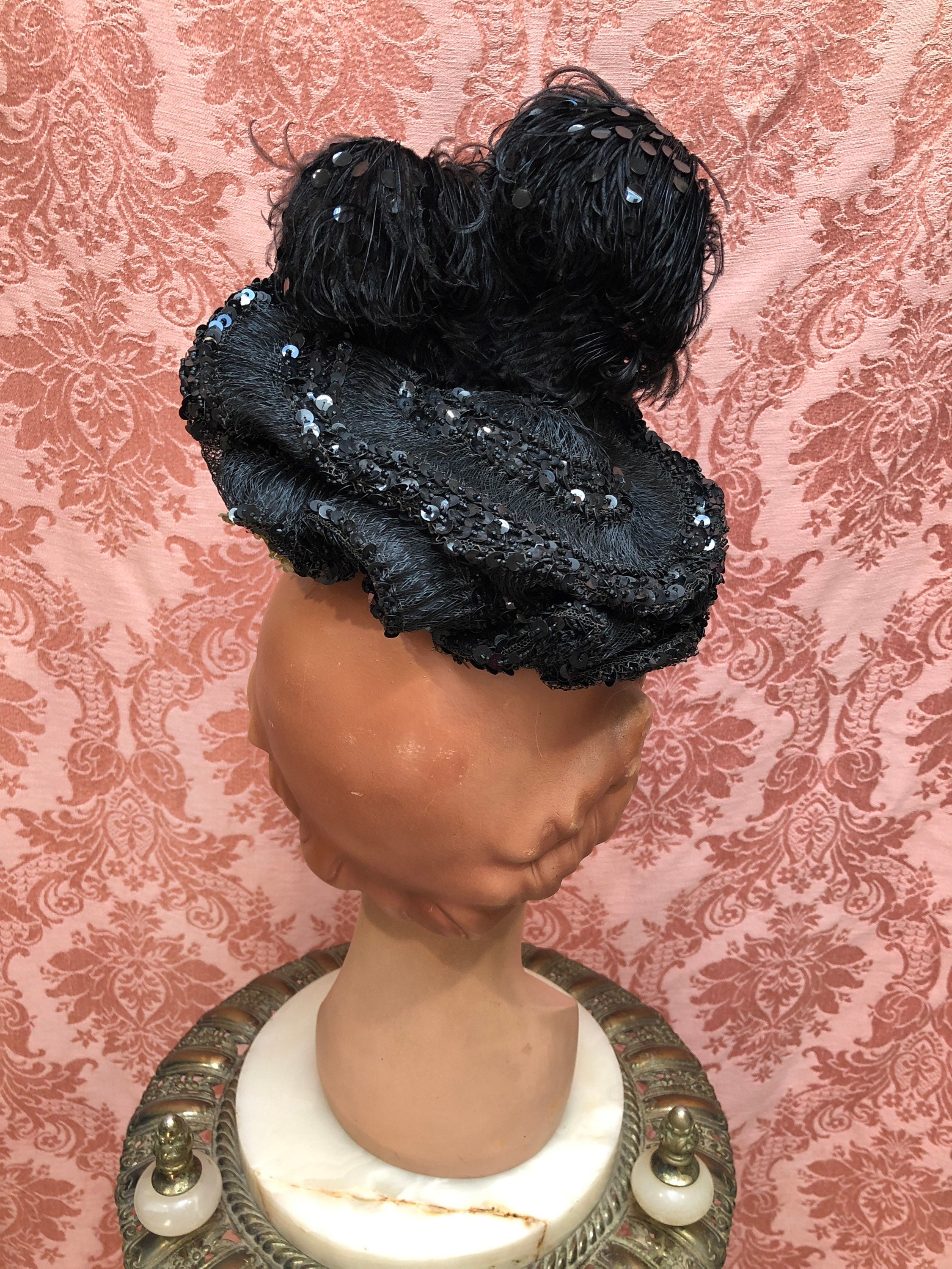 Antique Victorian MOULIN ROUGE Parisian Jet SEQUIN Bonnet | Etsy