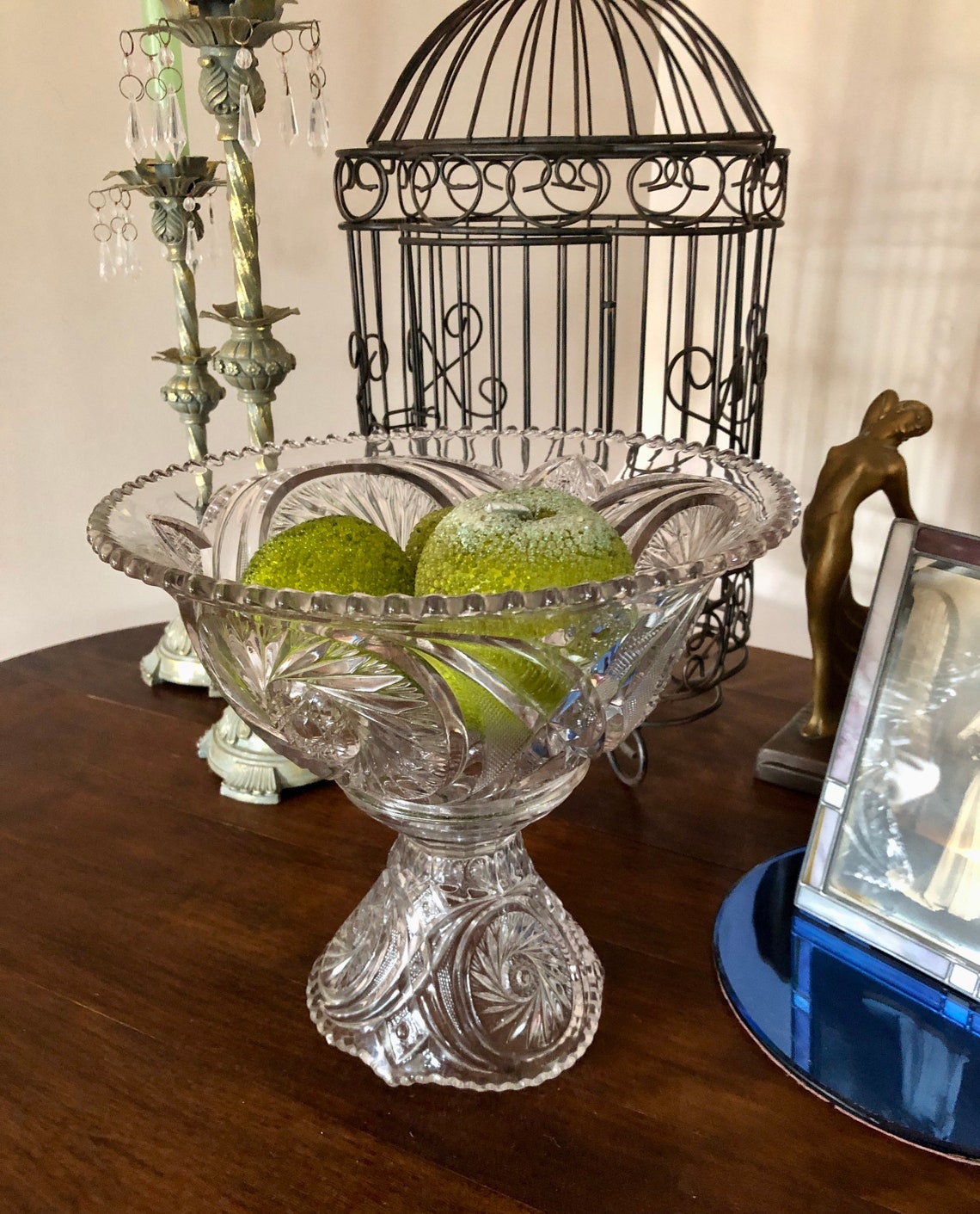 Victorian EAPG Press Cut Flint Glass CRYSTAL PUNCHBOWL on - Etsy