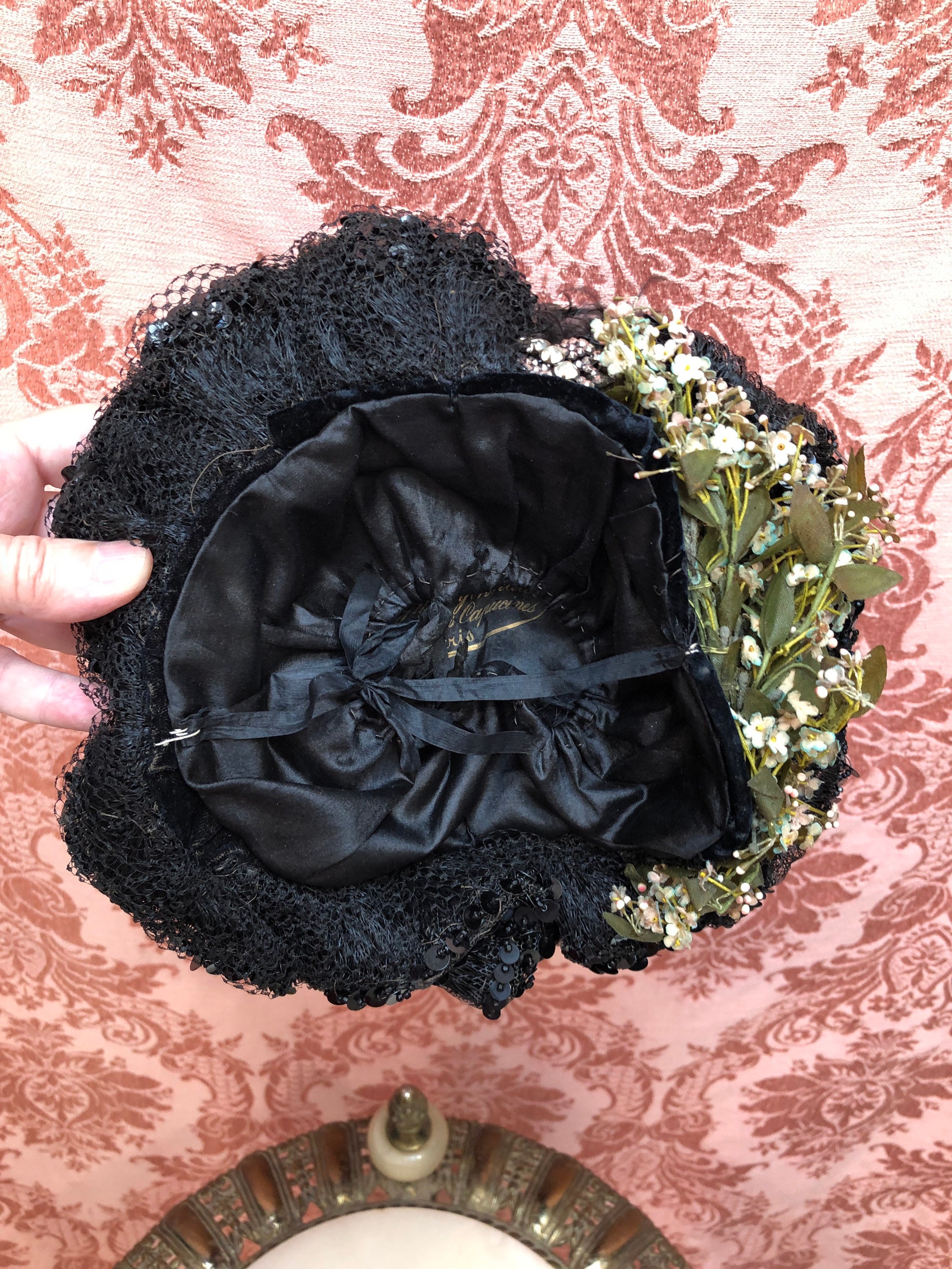 Antique Victorian MOULIN ROUGE Parisian Jet SEQUIN Bonnet | Etsy