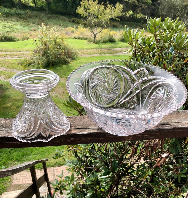 Victorian EAPG Press Cut Flint Glass CRYSTAL PUNCHBOWL on - Etsy