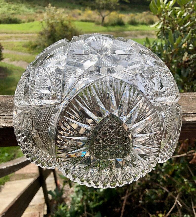 Victorian EAPG Press Cut CRYSTAL Fruit Bowl W/hearts - Etsy