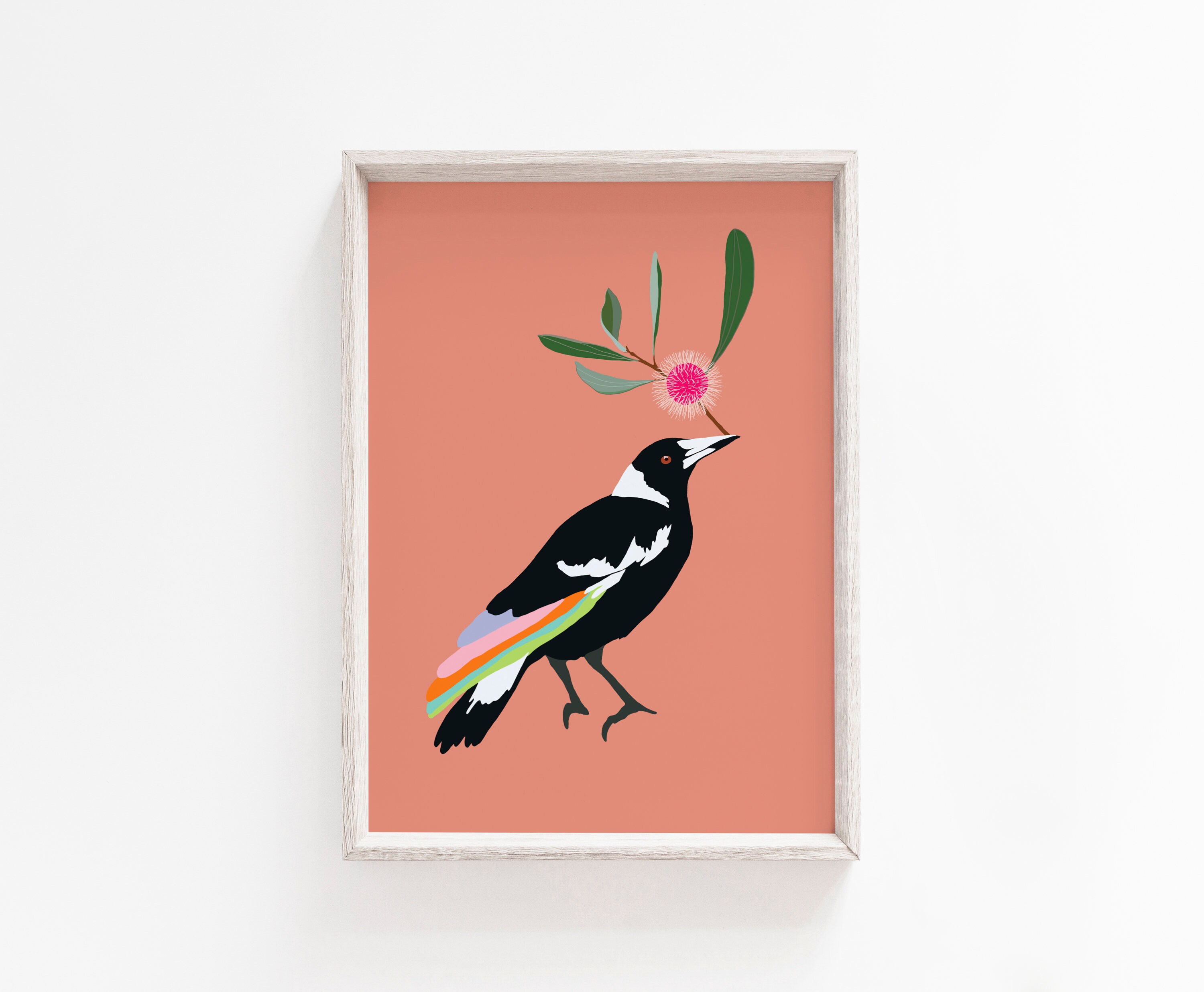 Magpie Digital Art Print, Giclee, Australiana, Vintage Tin, Australian ...