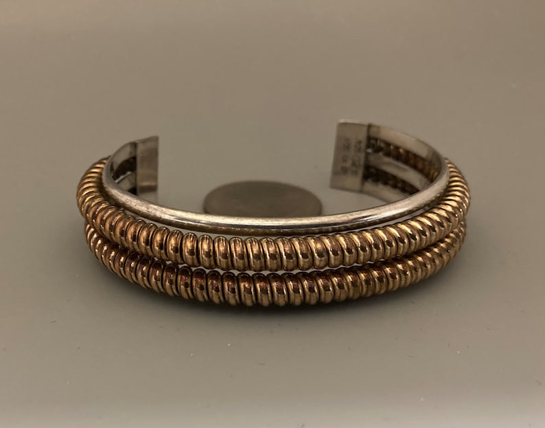 Stunning Navajo Verna Tahe Sterling Silver , 12K Gold Filled Cuff ...
