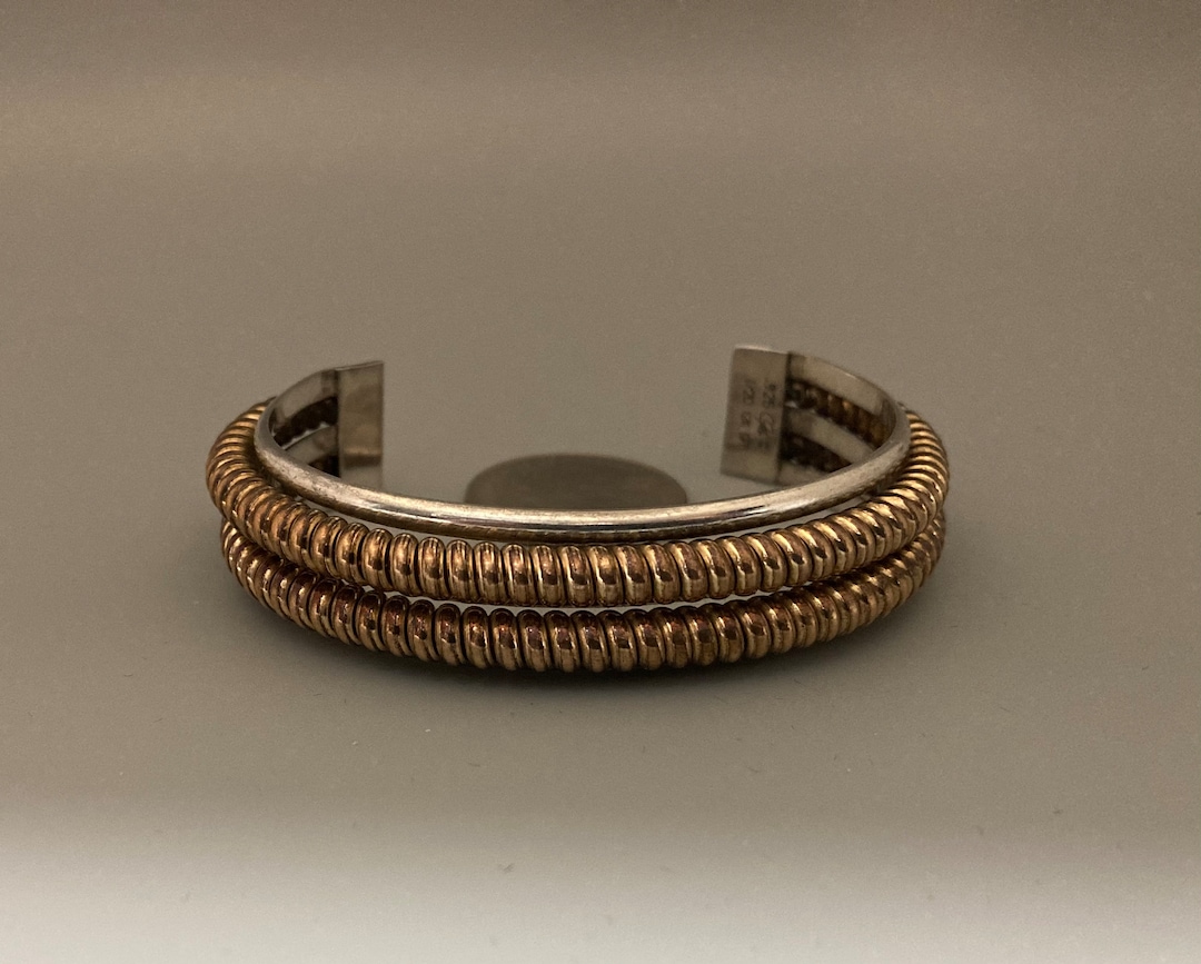 Stunning Navajo Verna Tahe Sterling Silver , 12K Gold Filled Cuff ...