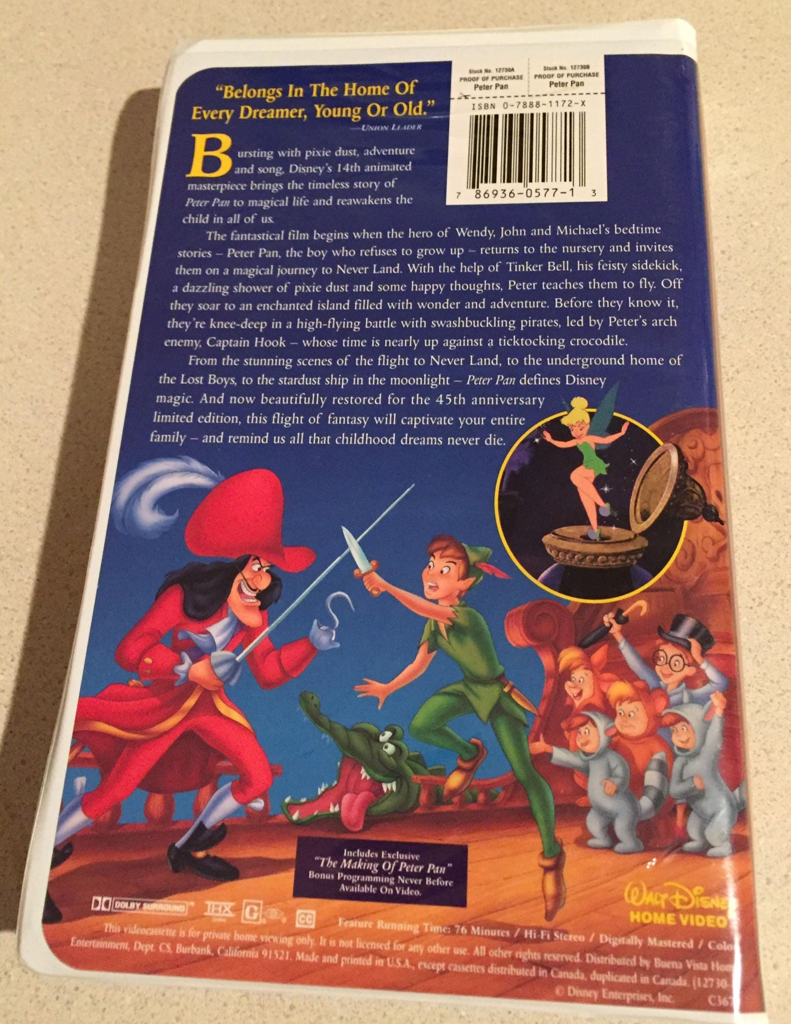 Collectors Item: Disney's Peter Pan VHS, 1998, 45th Anniversary ...