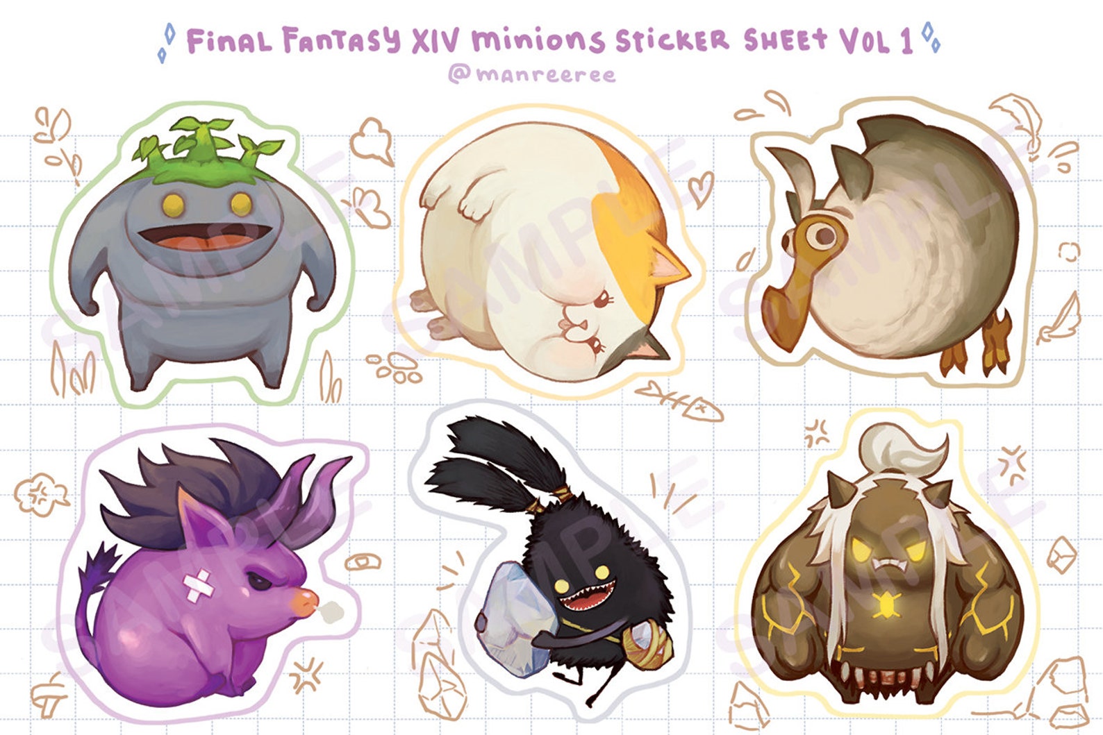 Final Fantasy XIV 14 Minions Sticker Sheet Vol. 1 - Etsy