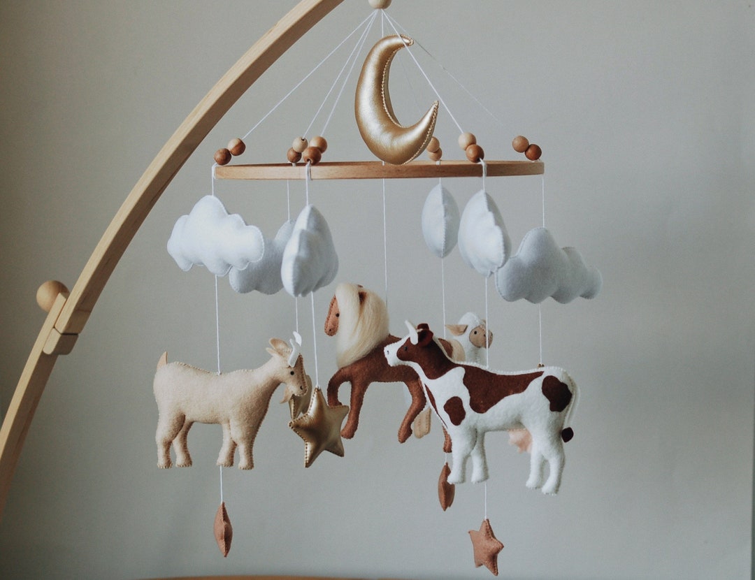 Farm Animal Baby Mobile: Felt Nursery Crib Decor - Etsy